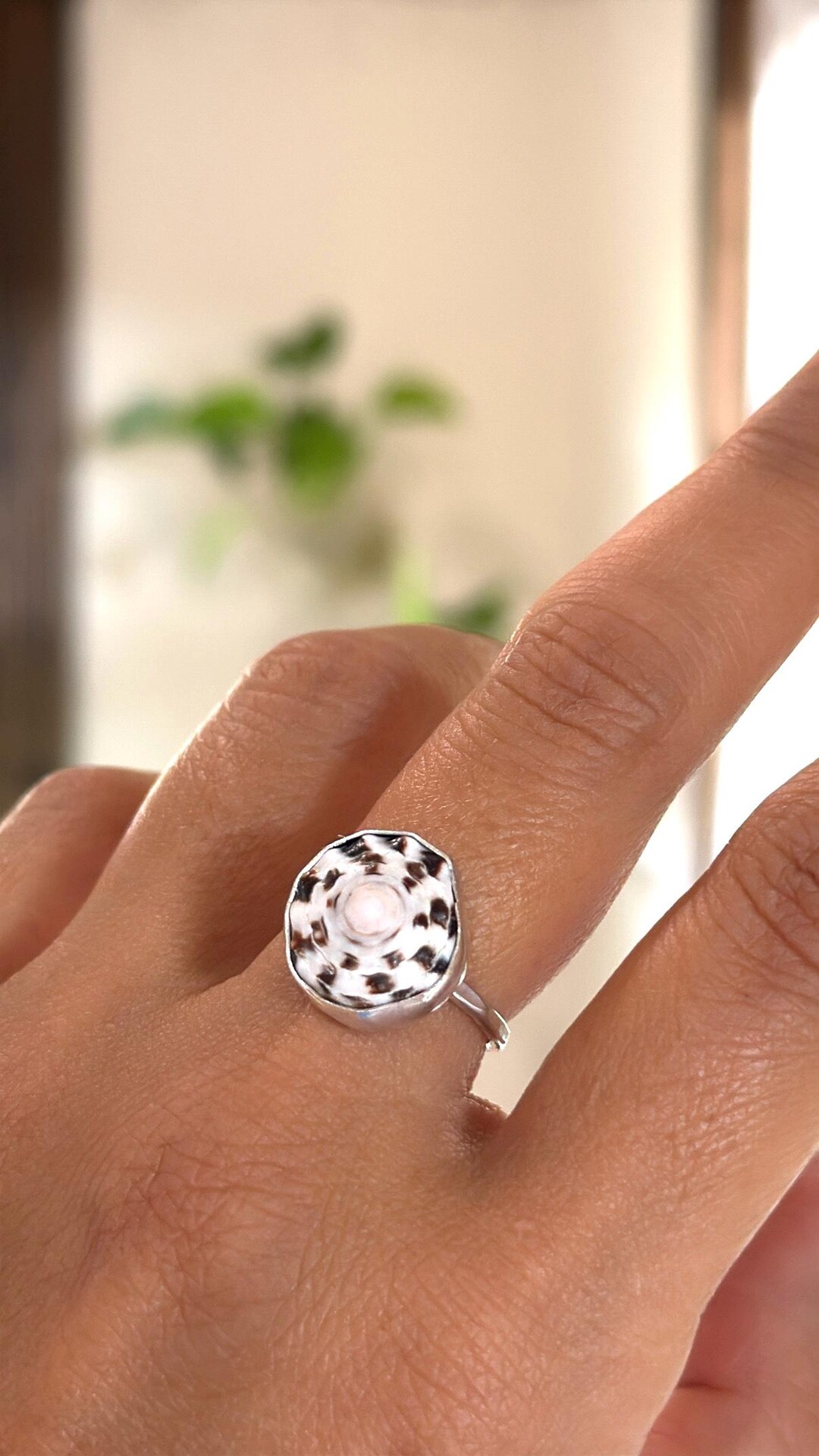 Beautiful Hawaiian Puka Shell Ring/sterling Silver/size 6.5 Can Be ...