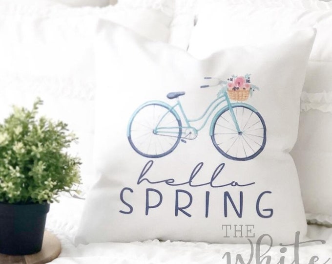 Farmhouse Pillow, Hello Spring Pillow, Hello Spring Decor, Easter ...