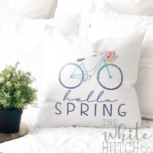 Farmhouse Pillow, Hello Spring Pillow, Hello Spring Decor, Easter ...