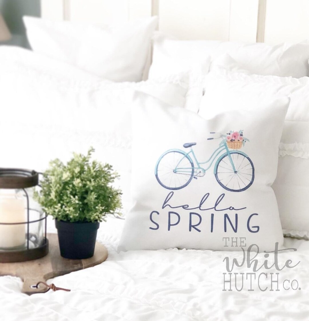 Farmhouse Pillow, Hello Spring Pillow, Hello Spring Decor, Easter ...