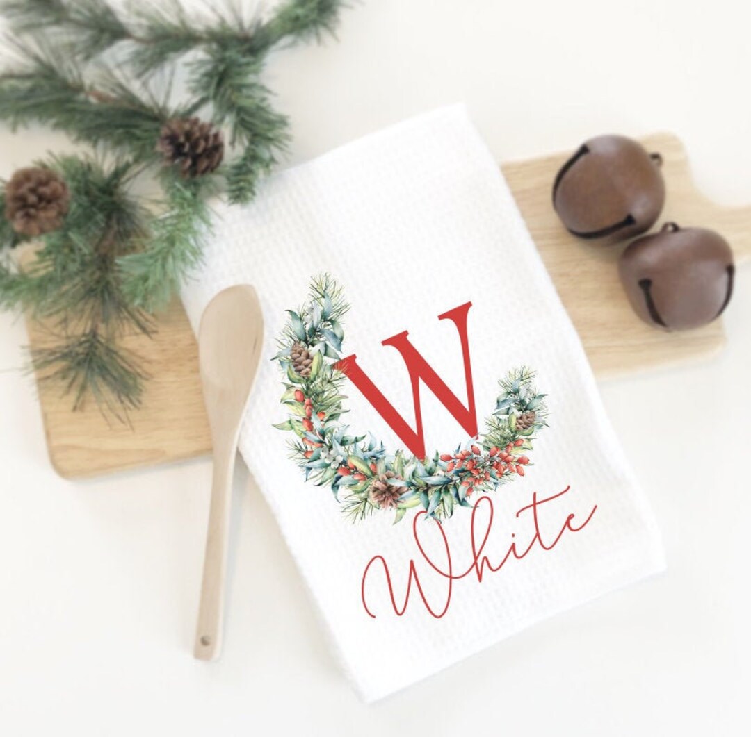 Christmas Monogram Tea Towel, Monogram Tea Towel, Personalized Tea ...