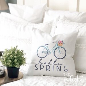 Farmhouse Pillow, Hello Spring Pillow, Hello Spring Decor, Easter ...