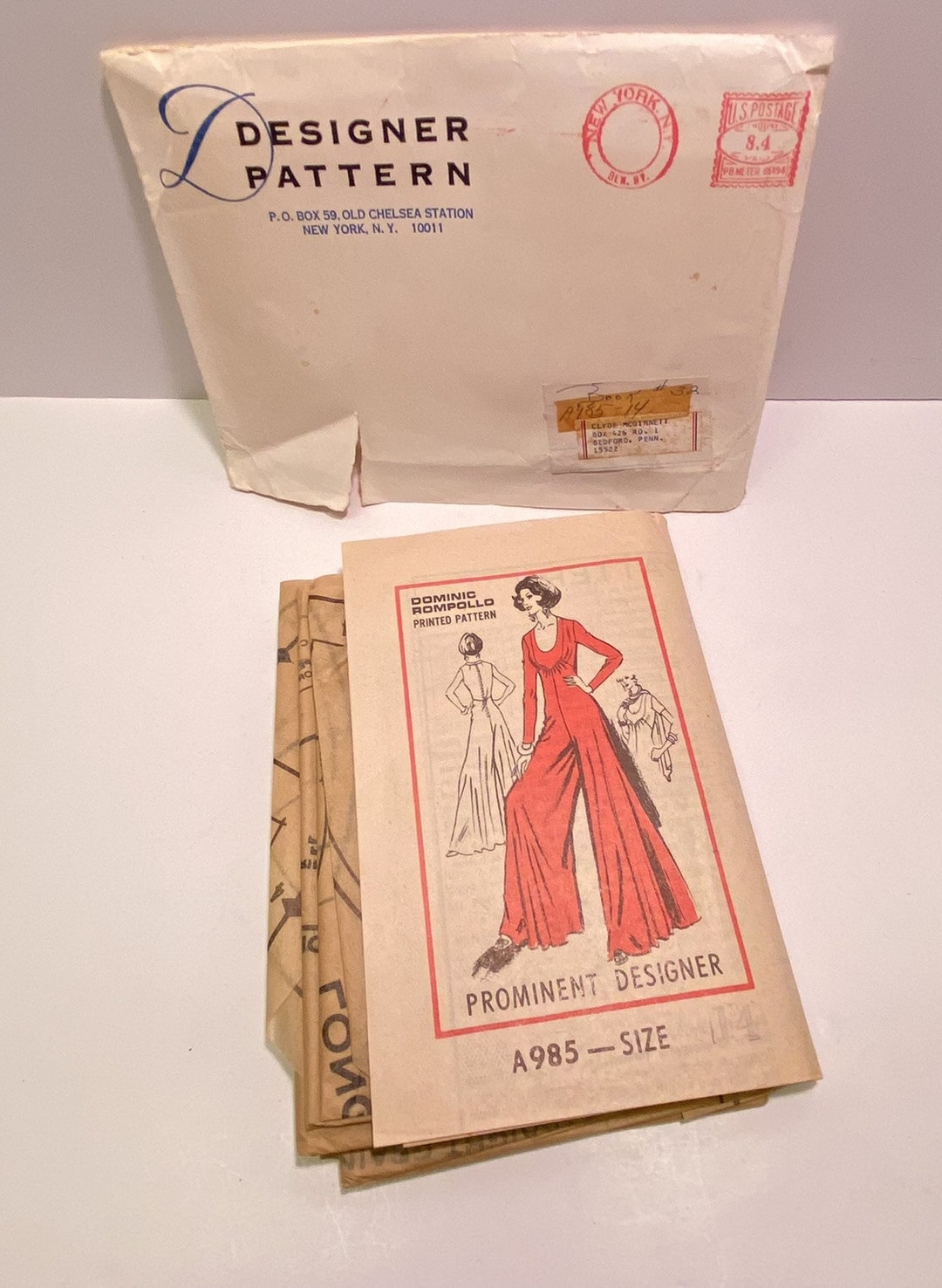 Dominic Rompollo A985 Pantsuit Size 14 Vintage 70s Mail Order Sewing ...