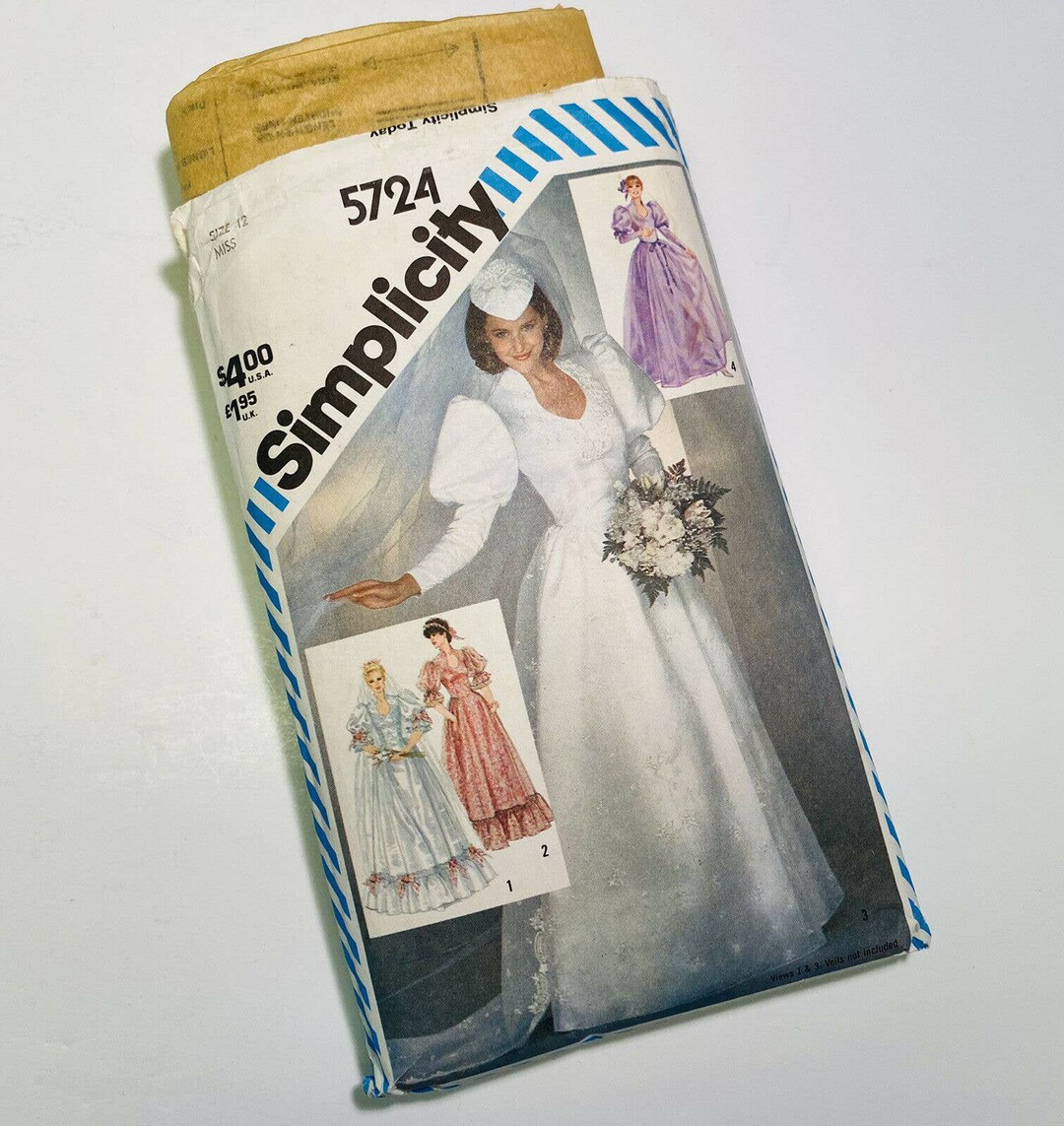 Simplicity 5724 Miss 12 Bust 34 Wedding Gown Bridesmaid Dress Sewing ...