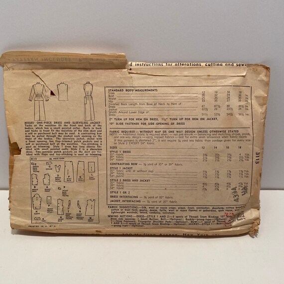 Simplicity 3113 Women's One Piece Dress and Sleeveless Jacket Vintage ...