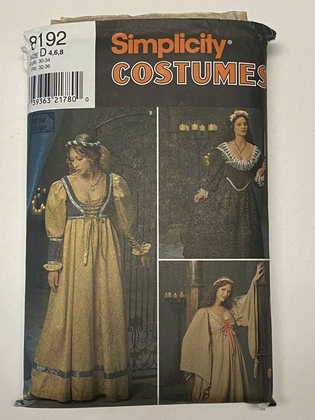 Simplicity 8192 Costumes Medieval Renaissance Dress 4-8 Vtg 1998 Sewing ...