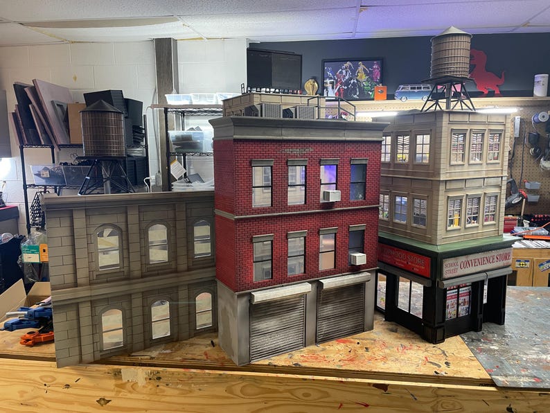 Beige Stone Building – 1/12 Scale – Physical Miniature Prop for Action ...