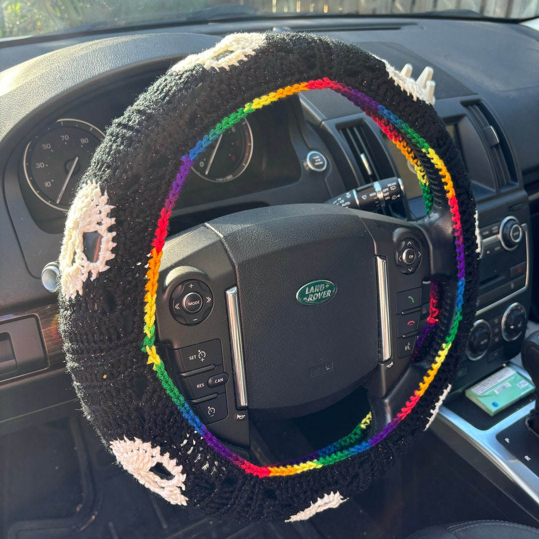 Pride Black Sparkly Glow-in-the-dark Skull Steering Wheel Cover (custom ...