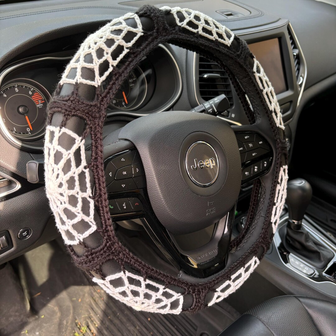 Black Glow-in-the-dark Spider Web Steering Wheel Cover custom Colors ...
