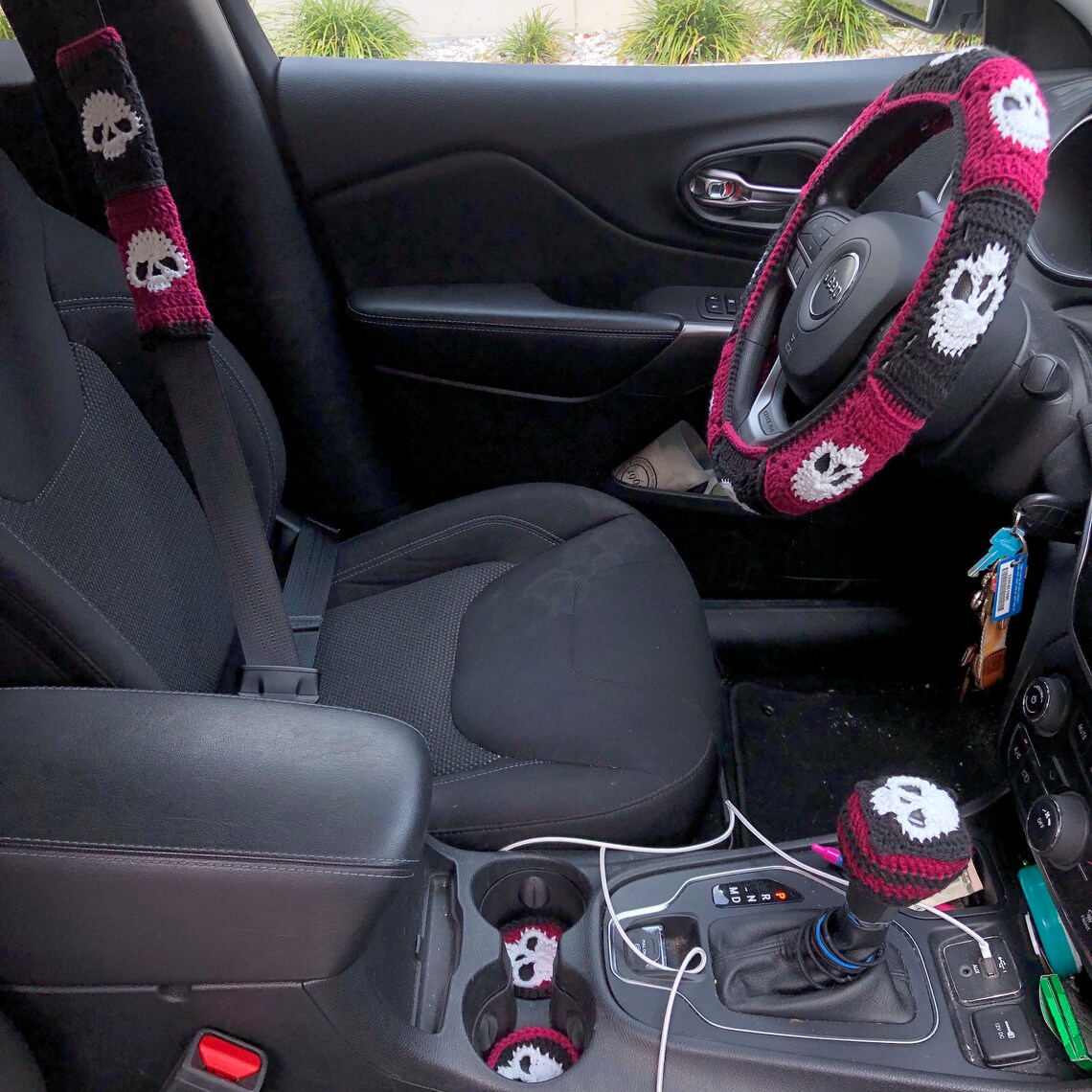 Black/berry Glow-in-the-dark Skull Steering Wheel Cover (custom Colors ...