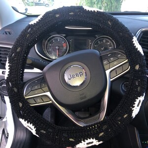 Black SPARKLY Glow-in-the-dark Skull Steering Wheel Cover (custom ...