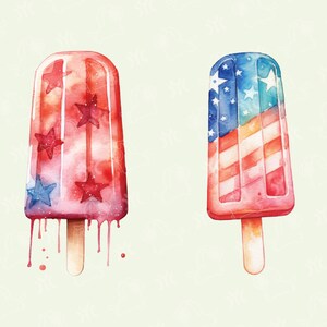 Watercolor 4th of July Popsicle Clipart, 16 PNG Files, High-resolution ...