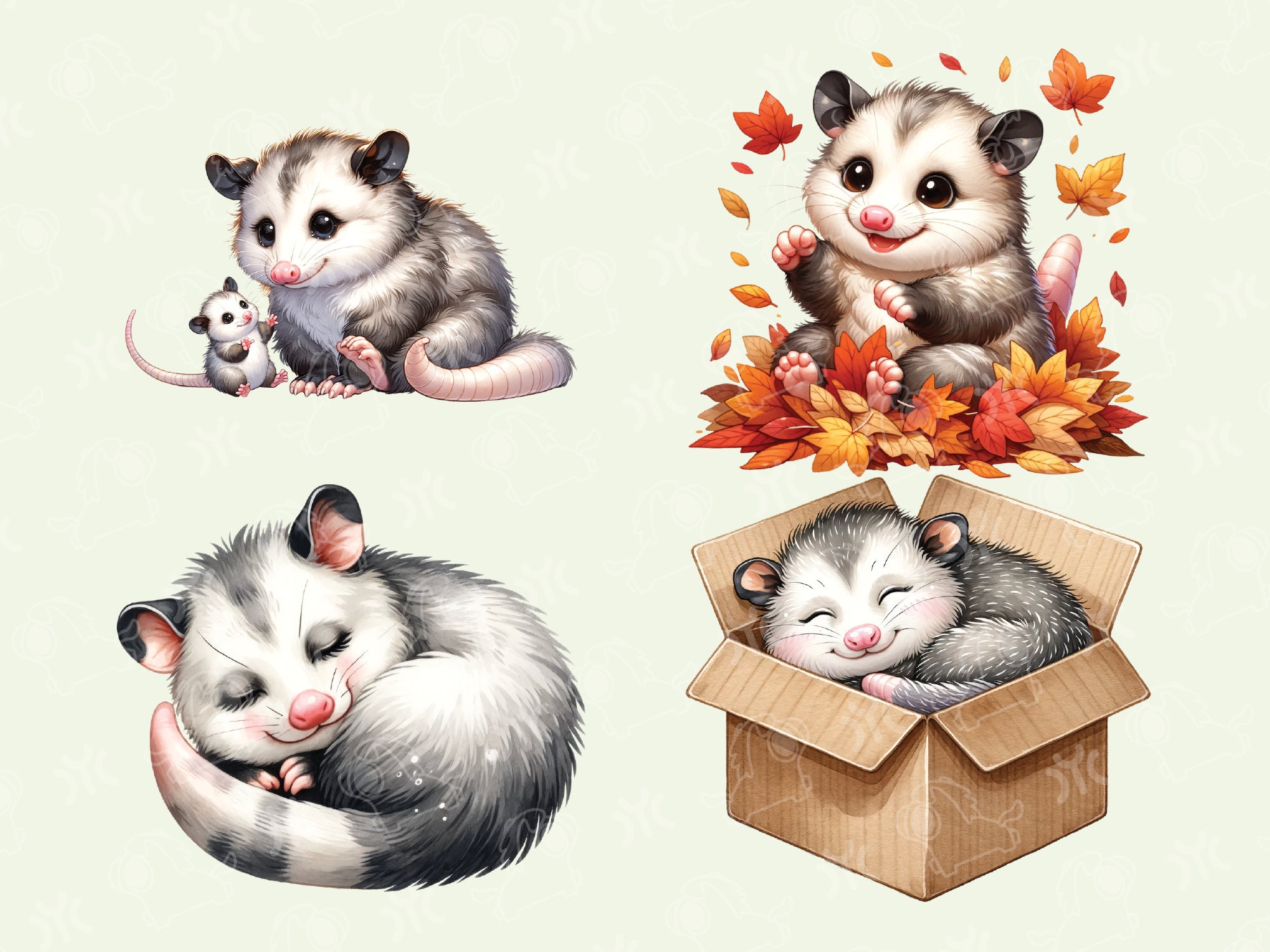 Watercolor Cute Opossum Clipart, Cute Opossum PNG, Opossum Clipart ...