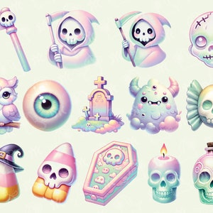 Pastel Halloween Clipart, 85 PNG Files, Pastel Goth PNG, Spooky Art for ...