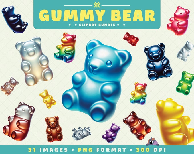 Gummy Bear Clipart, Candy Clipart, Rainbow Sweets Png, Digital Download ...