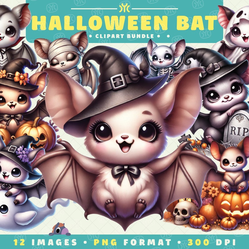 Halloween Bat Clipart - Etsy