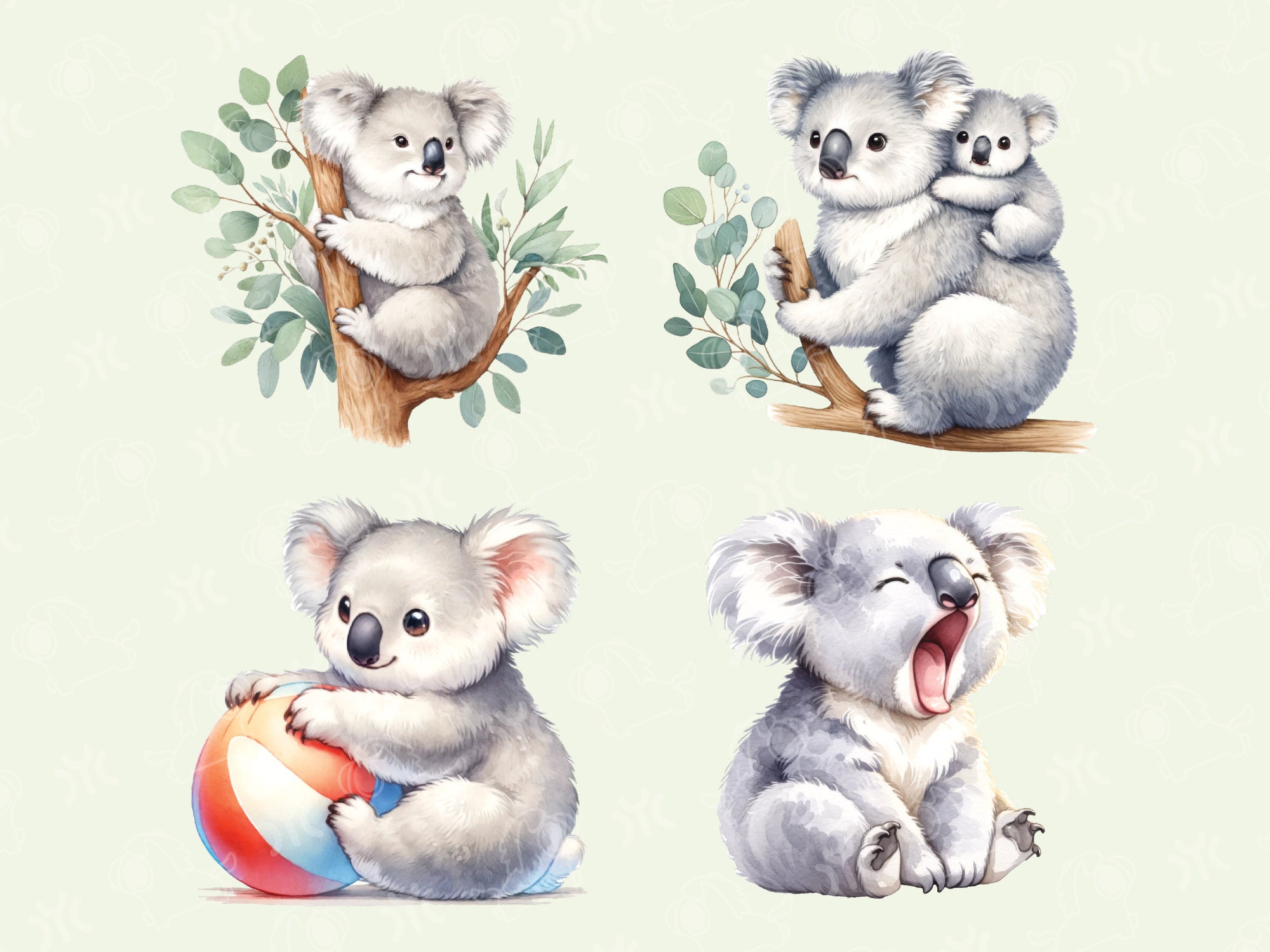 Watercolor Cute Koala Clipart, Cute Koala PNG, Koala Clipart Bundle ...