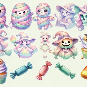 Pastel Halloween Clipart, 85 PNG Files, Pastel Goth PNG, Spooky Art for ...