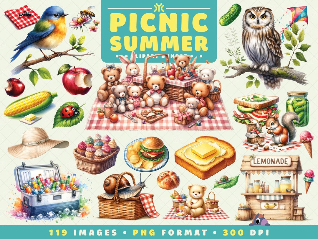 Summer Picnic Clipart, 119 PNG Files, High-resolution, Summer PNG ...