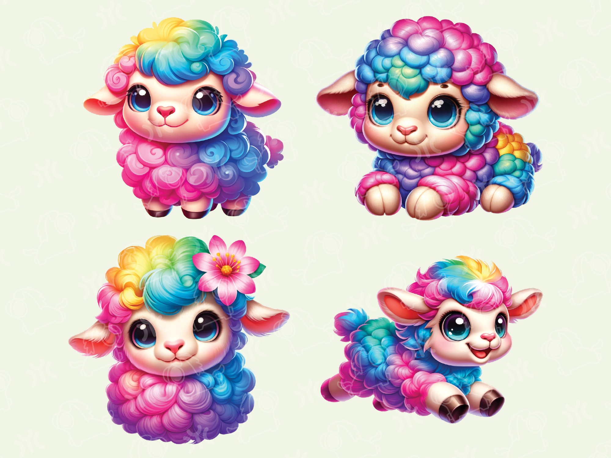 Cute Colorful Sheep Clipart, Sheep Clipart Bundle, Farm Animal, Animal ...