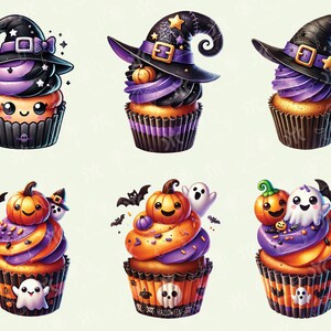 Spooky Halloween Cupcake Clipart, 32 PNG Files, Halloween Dessert ...