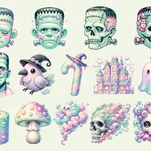 Pastel Halloween Clipart, 85 PNG Files, Pastel Goth PNG, Spooky Art for ...