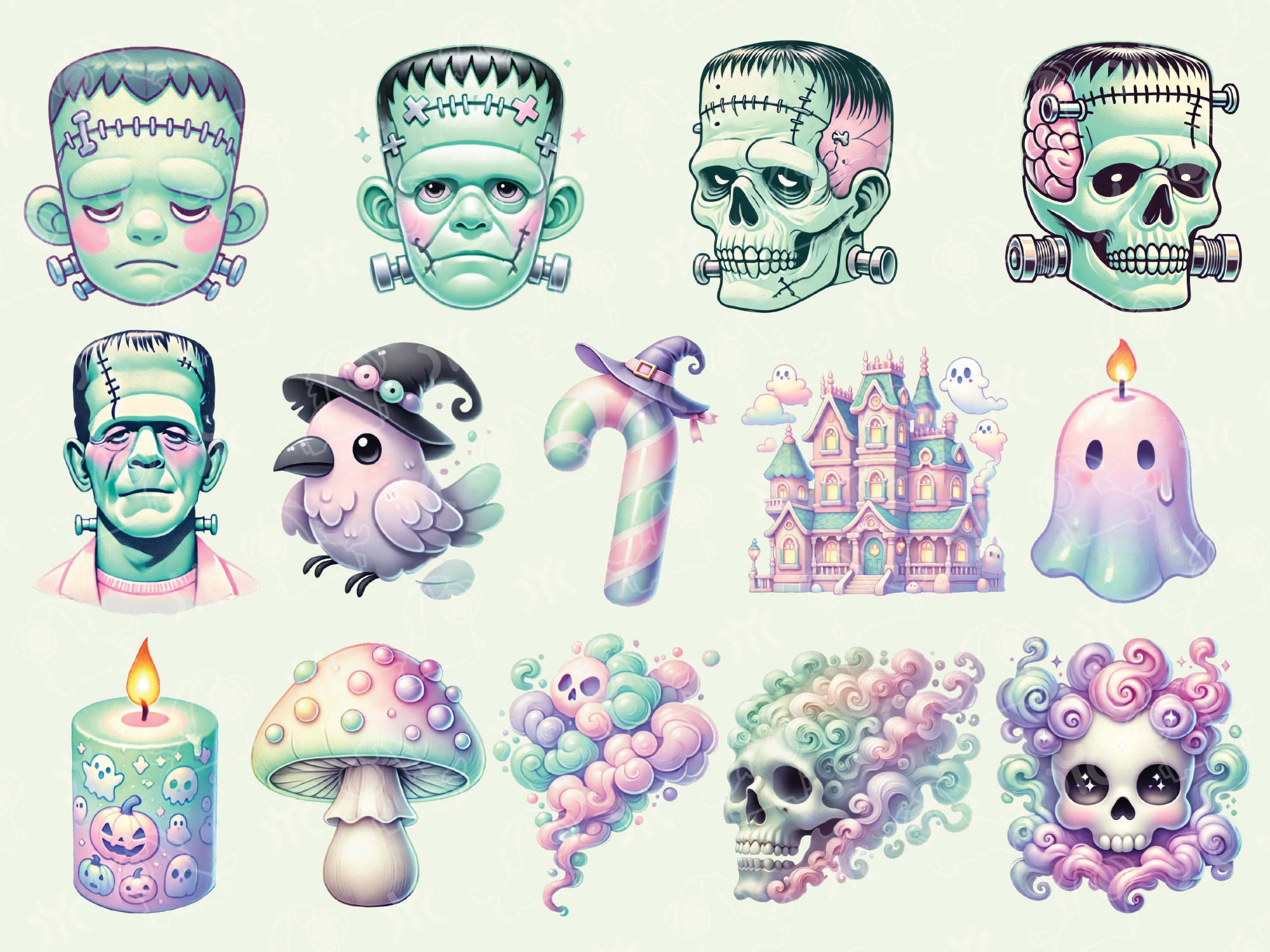 Pastel Halloween Clipart, 85 PNG Files, Pastel Goth PNG, Spooky Art for ...