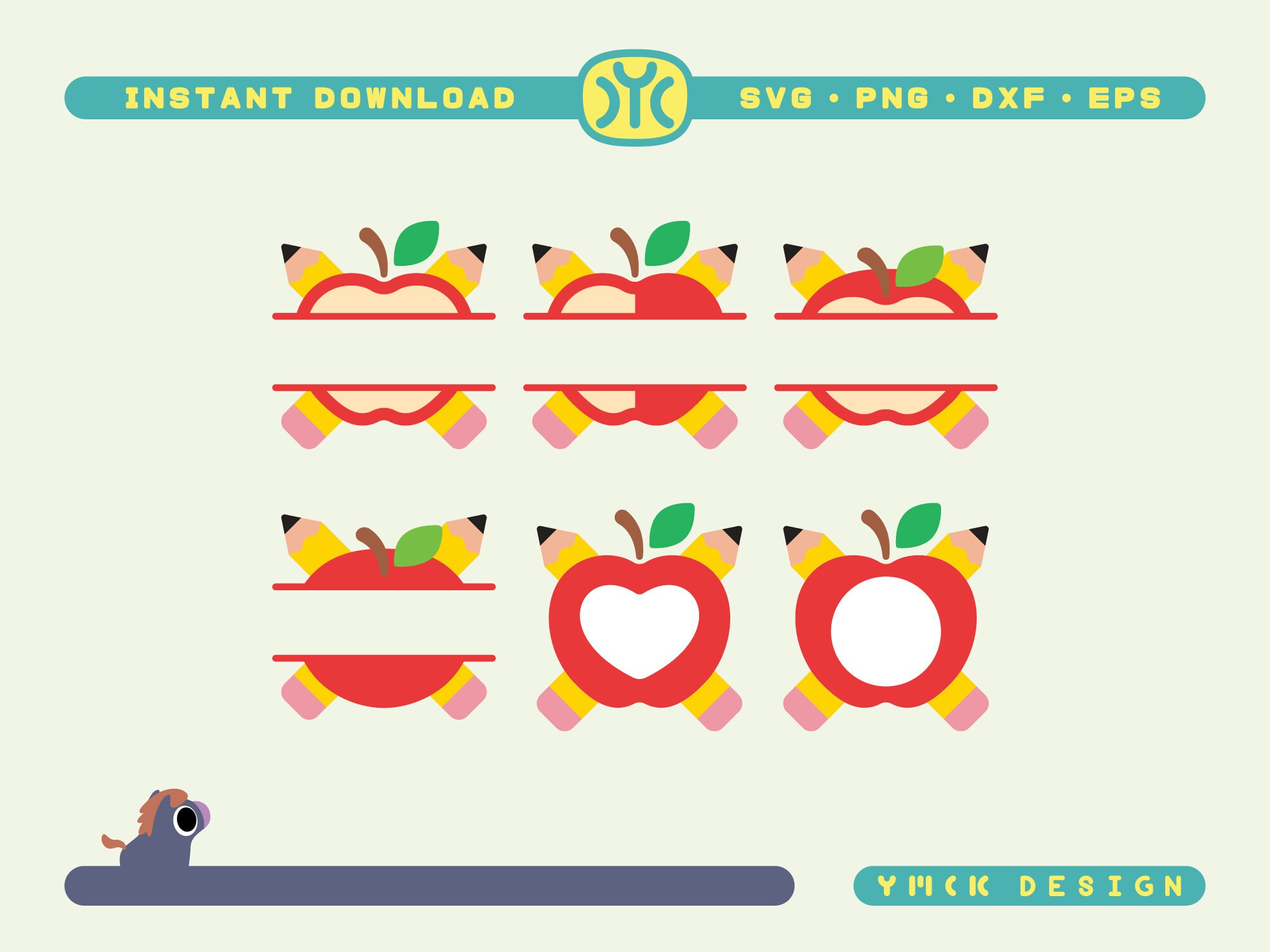 Apple Teacher SVG Apple Name Frame SVG Apple Split Monogram Teacher Svg ...