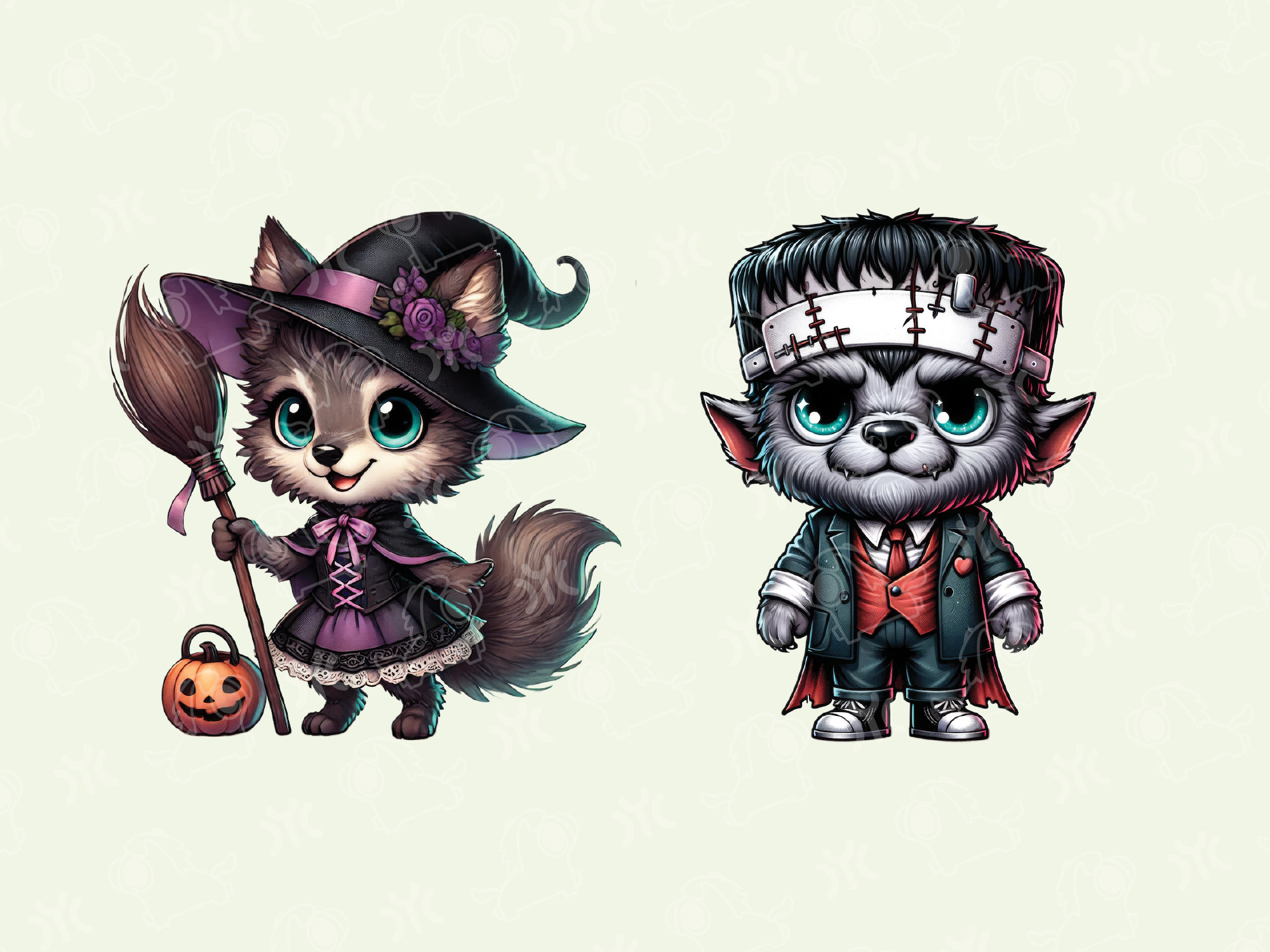 Cute Halloween Werewolf Clipart, 13 PNG Files, Spooky Season, Adorable ...