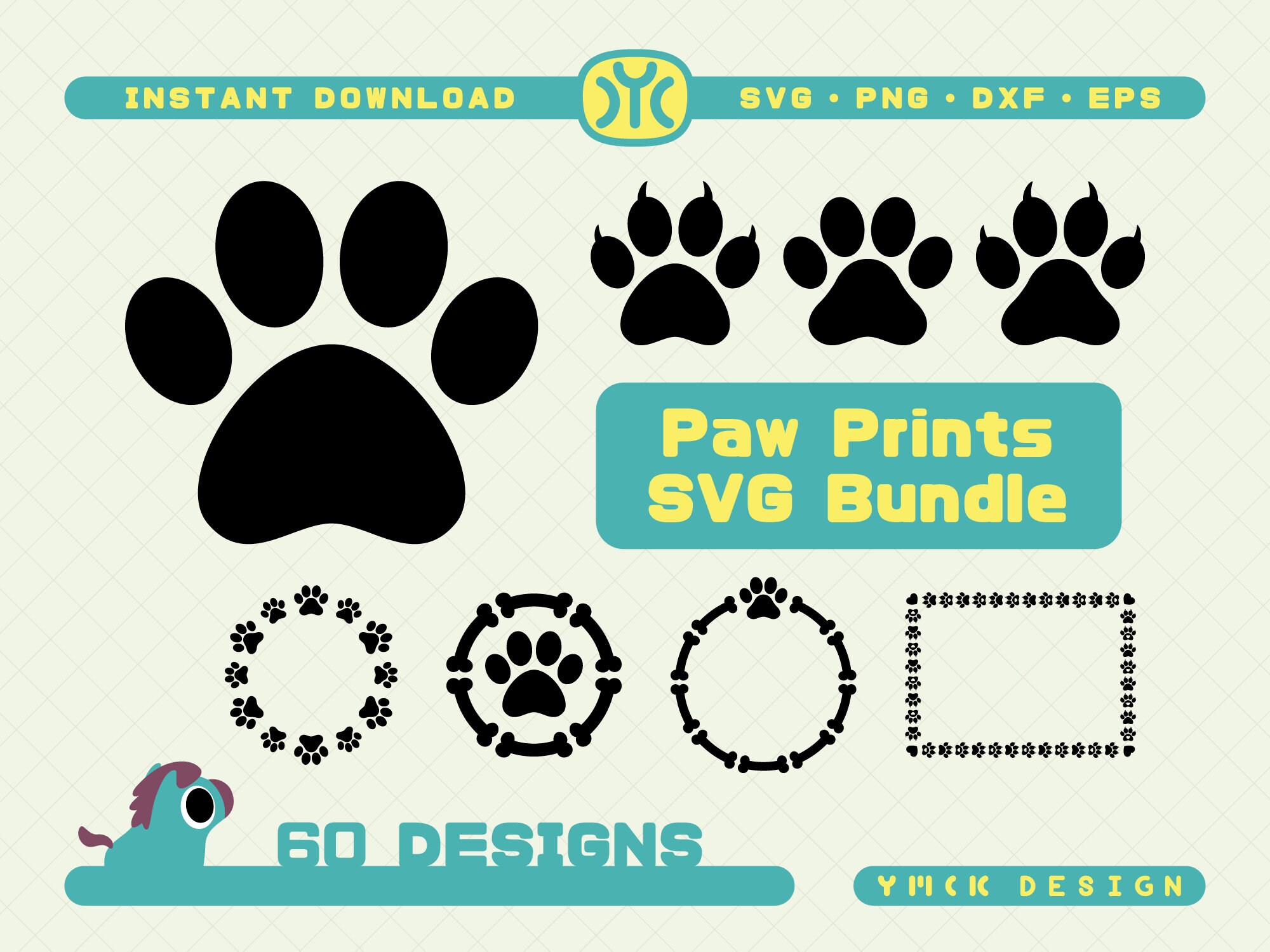 Paw Print SVG Bundle Paw Print SVG Dog Paw Print SVG Cat Paw Print Svg ...