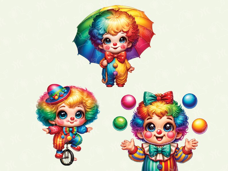 Cute Baby Clown Clipart, Clown Clipart Bundle, Baby Clown, Circus Art ...