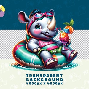 Floating Animals Clipart Bundle, Animals Clipart, Summer PNG, Beach ...