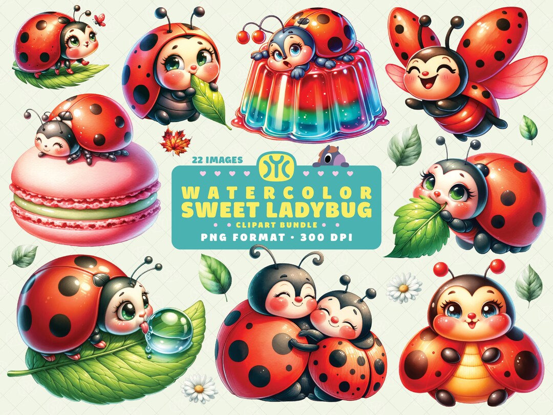Watercolor Sweet Ladybug Clipart, Sweet Bugs PNG, Desserts PNG, Sweet ...
