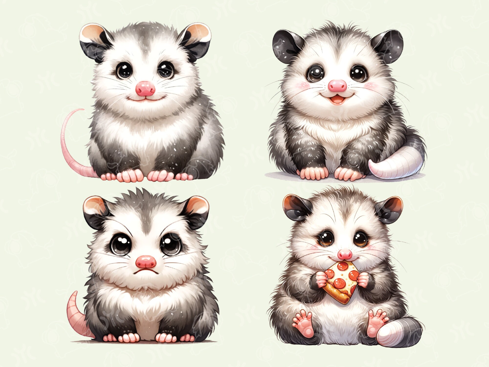 Watercolor Cute Opossum Clipart, Cute Opossum PNG, Opossum Clipart ...