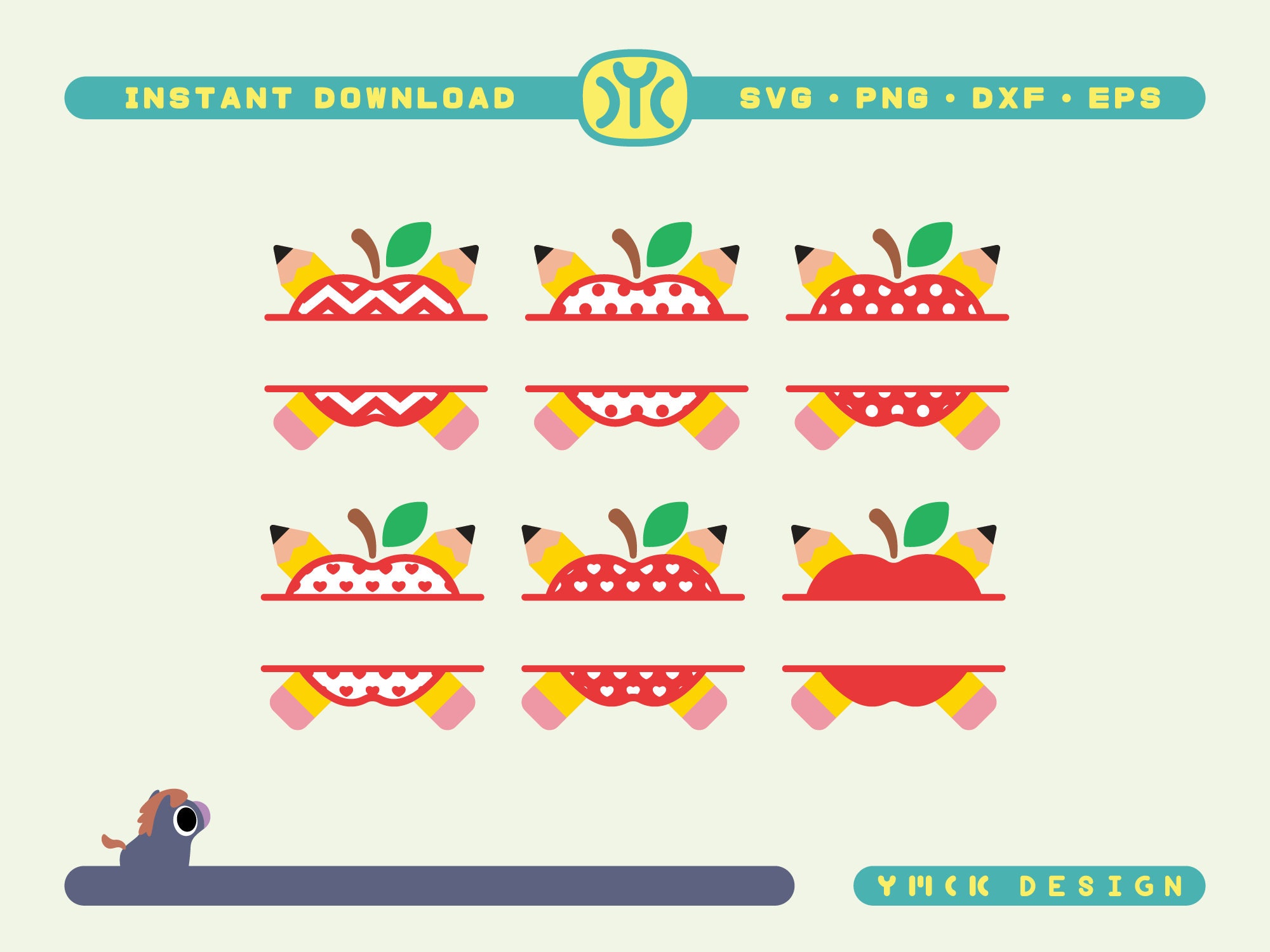 Apple Teacher SVG Apple Name Frame SVG Apple Split Monogram Teacher Svg ...