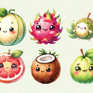 Cute Fruits Clipart, 35 High Quality Pngs, Watercolor Clipart Bundle ...