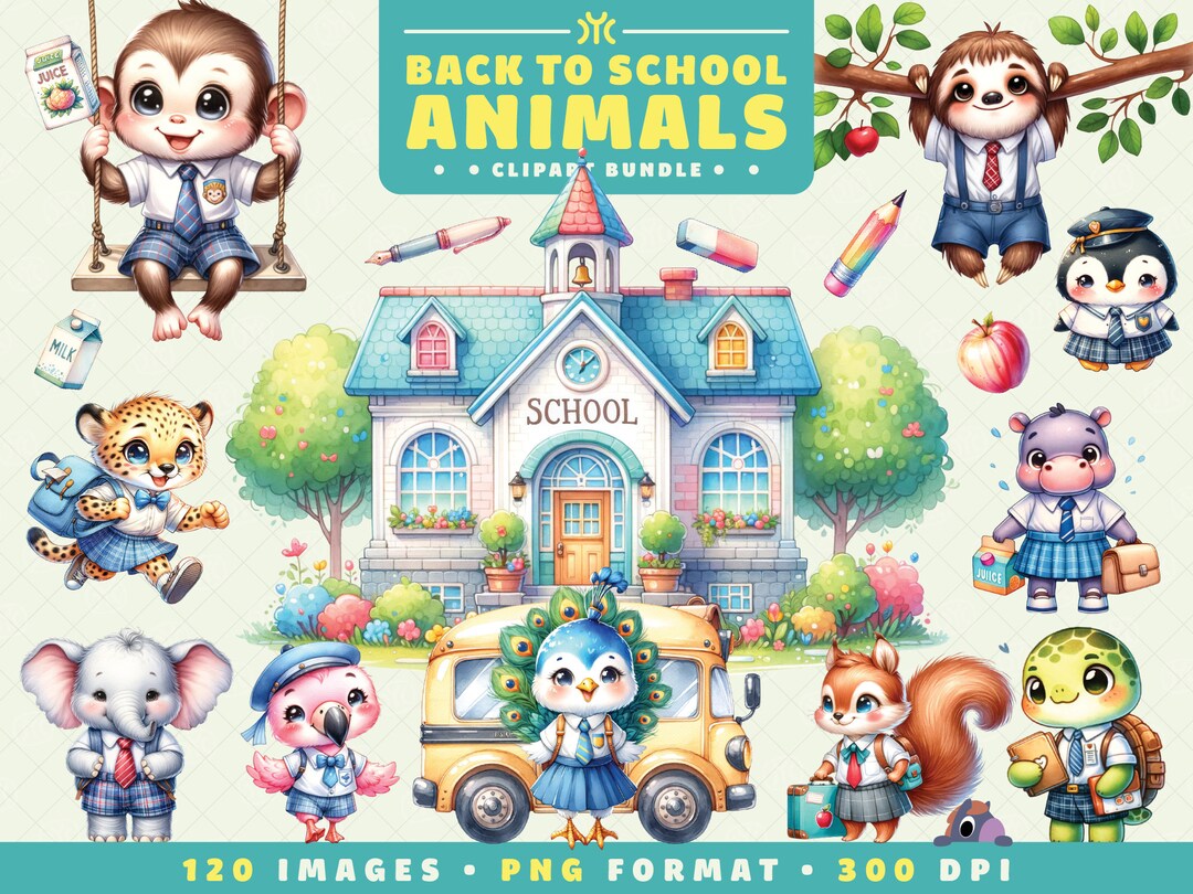 Imágenes Prediseñadas de animales de regreso a la escuela, 120 archivos ...
