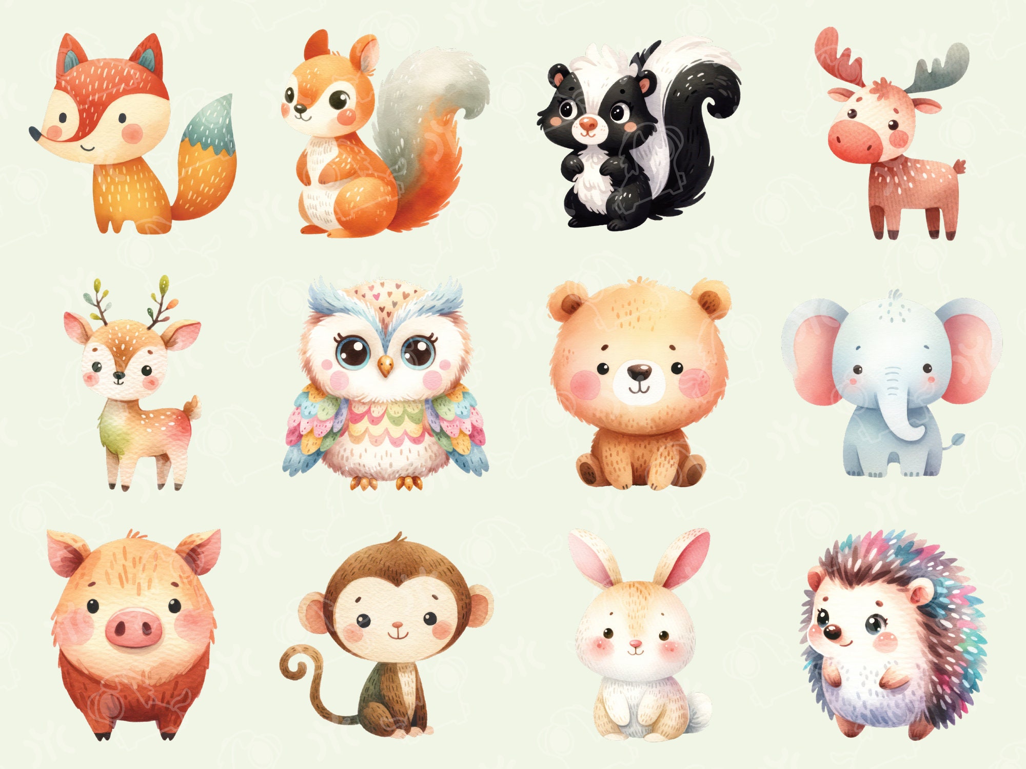 Watercolor Woodland Animals Clipart, Forest Animals PNG, Watercolor ...