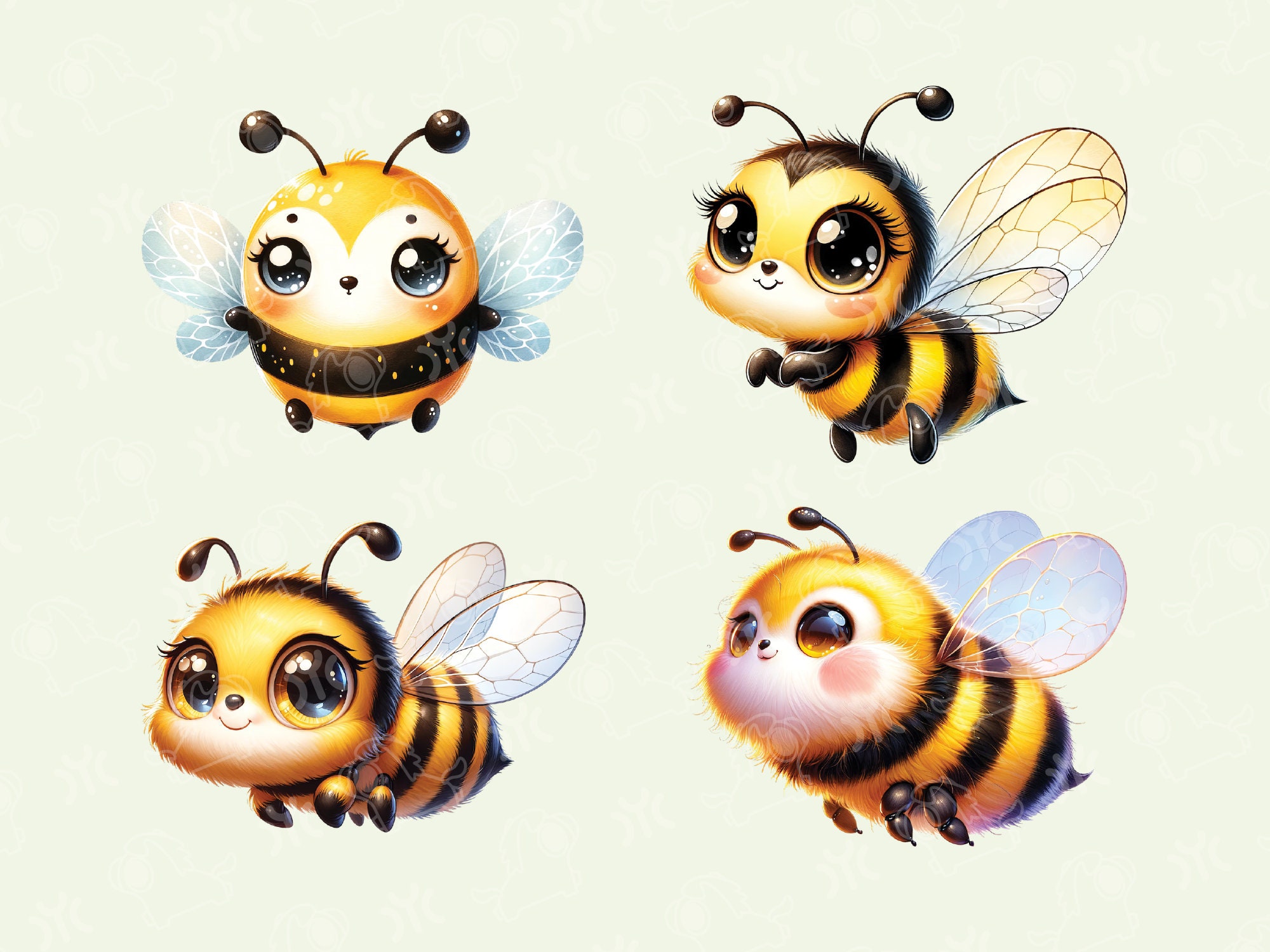 Watercolor Cute Bee Clipart, Cute Bees Png, Bees Clipart Bundle, Honey ...