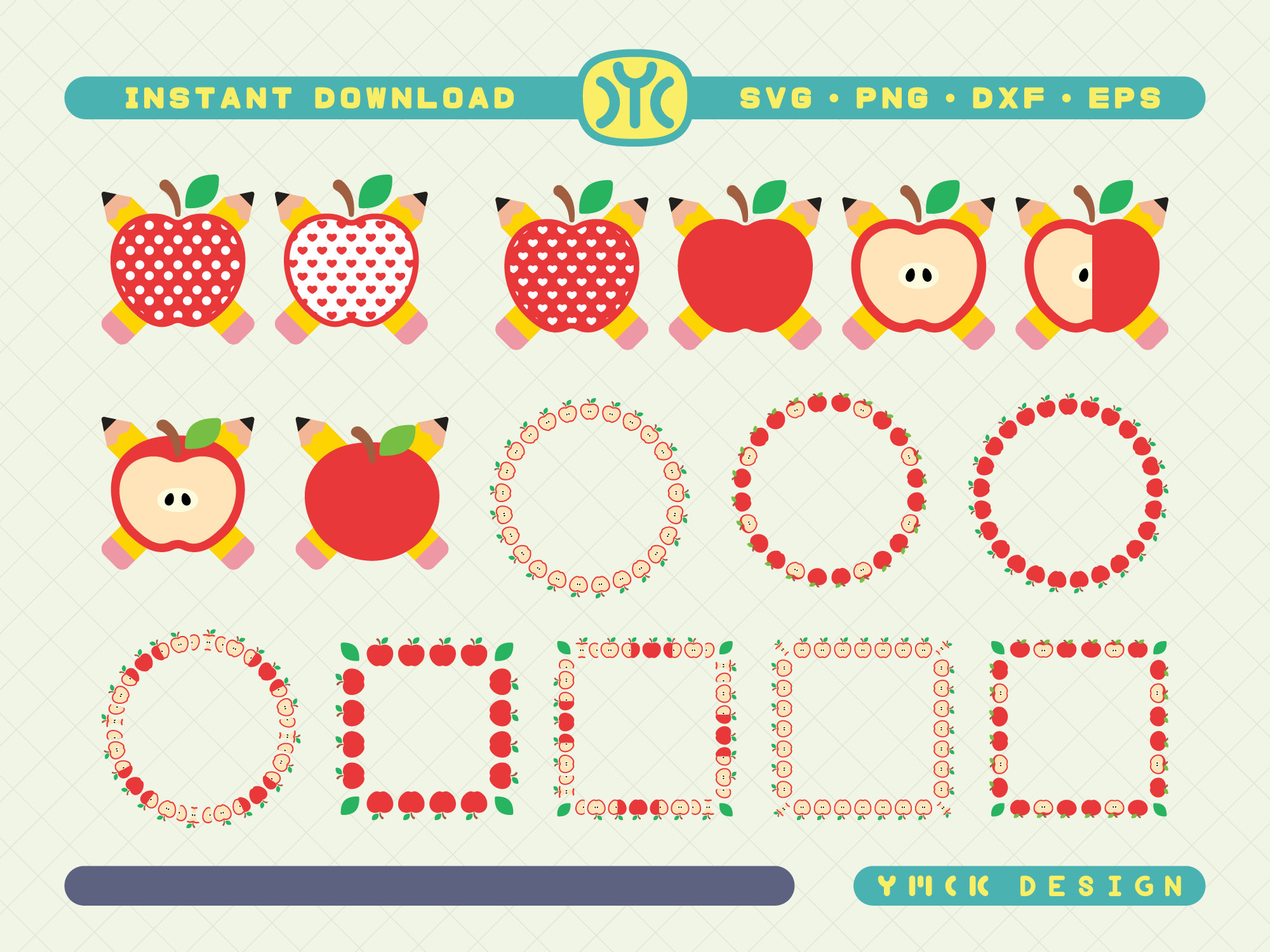 Apple SVG Bundle Apple Svg Fruit Svg Summer Svg Teacher Svg School Svg ...