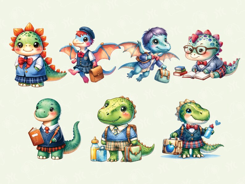 Back to School Dinosaur Clipart, 41 PNG Files, High-resolution, Teacher ...