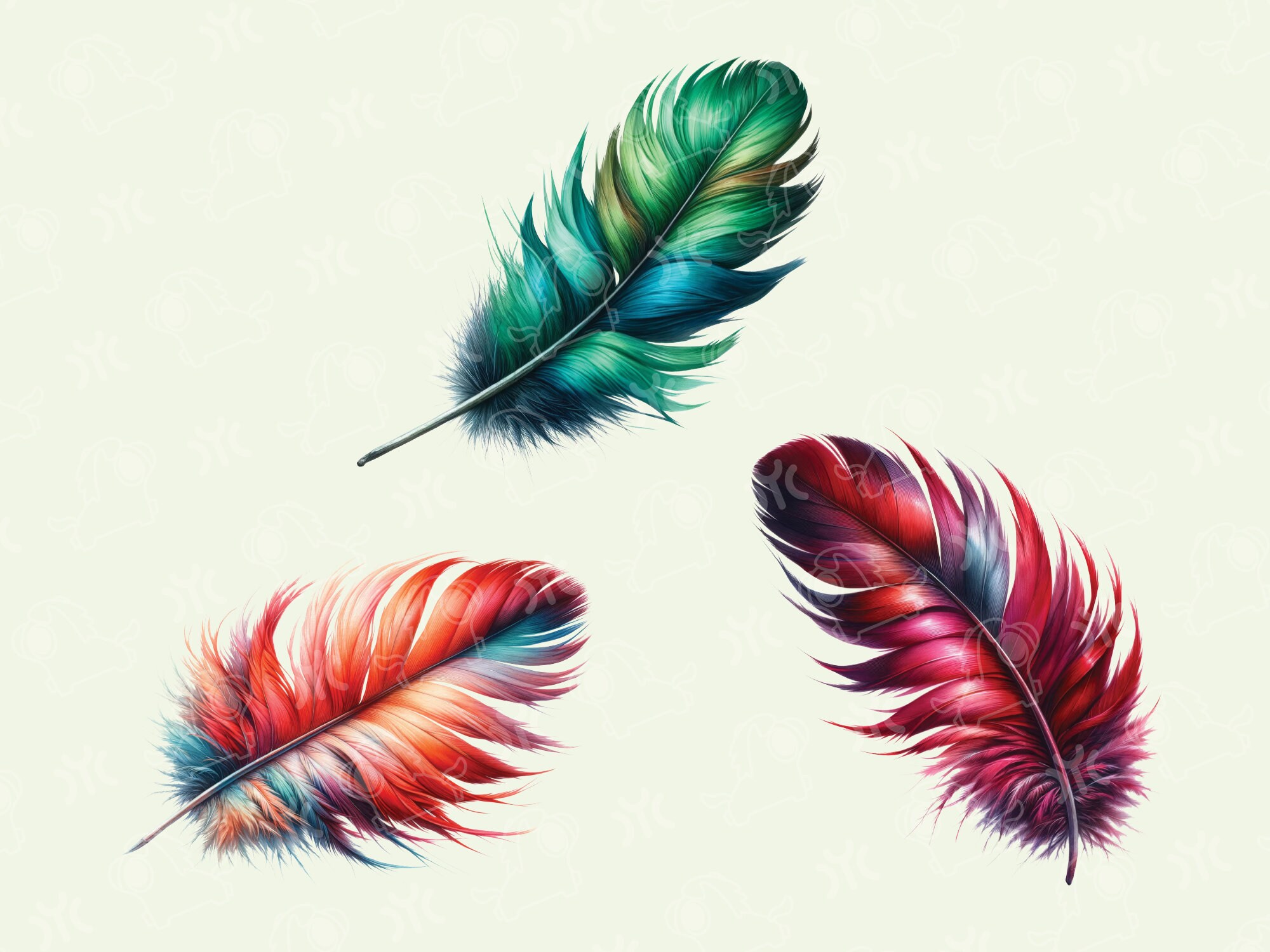 Watercolor Feather Clipart, Colorful Feather Clipart Bundle, Nature Art ...