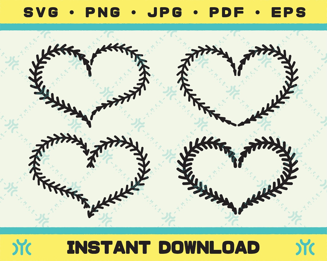 Baseball Heart Stitches SVG | Baseball SVG | Heart Svg | Valentines Day ...