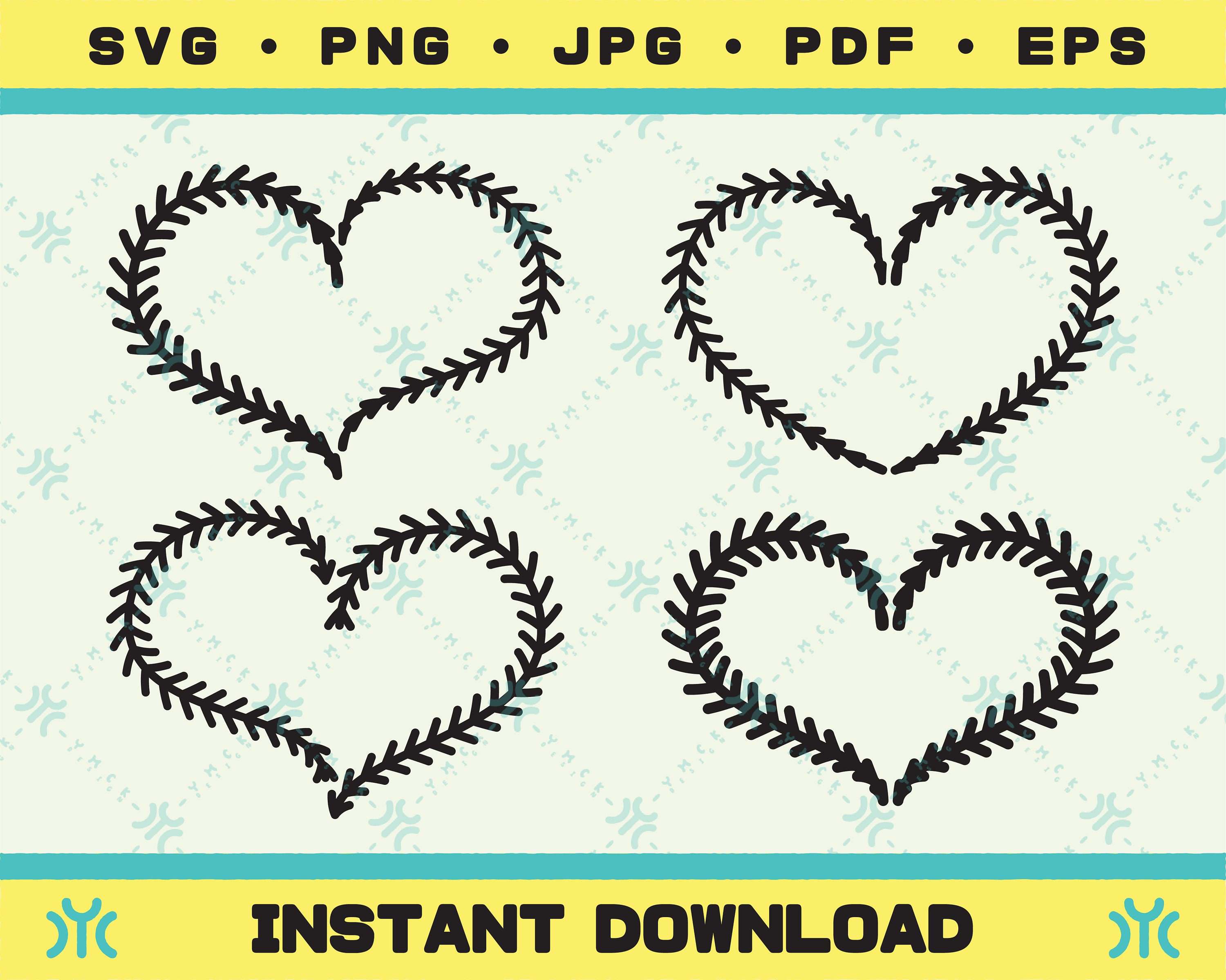 Baseball Heart Stitches SVG Baseball SVG Heart Svg Valentines Day SVG ...