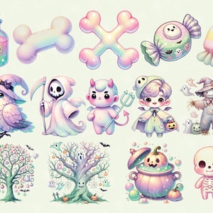 Pastel Halloween Clipart, 85 PNG Files, Pastel Goth PNG, Spooky Art for ...