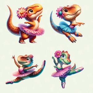 Ballerina Dinosaur Clipart, Watercolor Clipart, Pink Ballet PNG ...