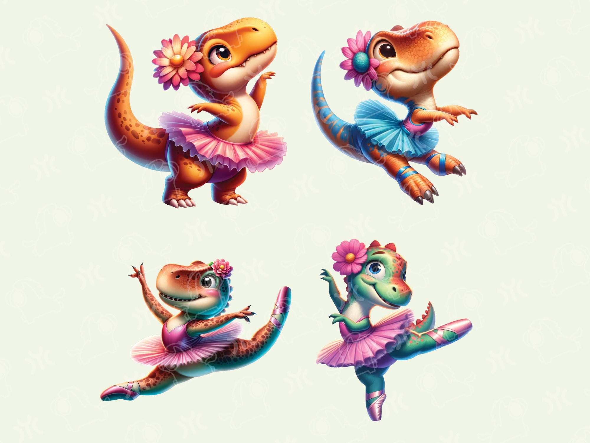 Ballerina Dinosaur Clipart, Watercolor Clipart, Pink Ballet PNG ...