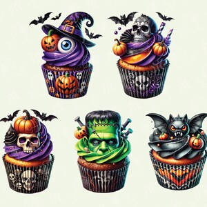 Spooky Halloween Cupcake Clipart, 32 PNG Files, Halloween Dessert ...
