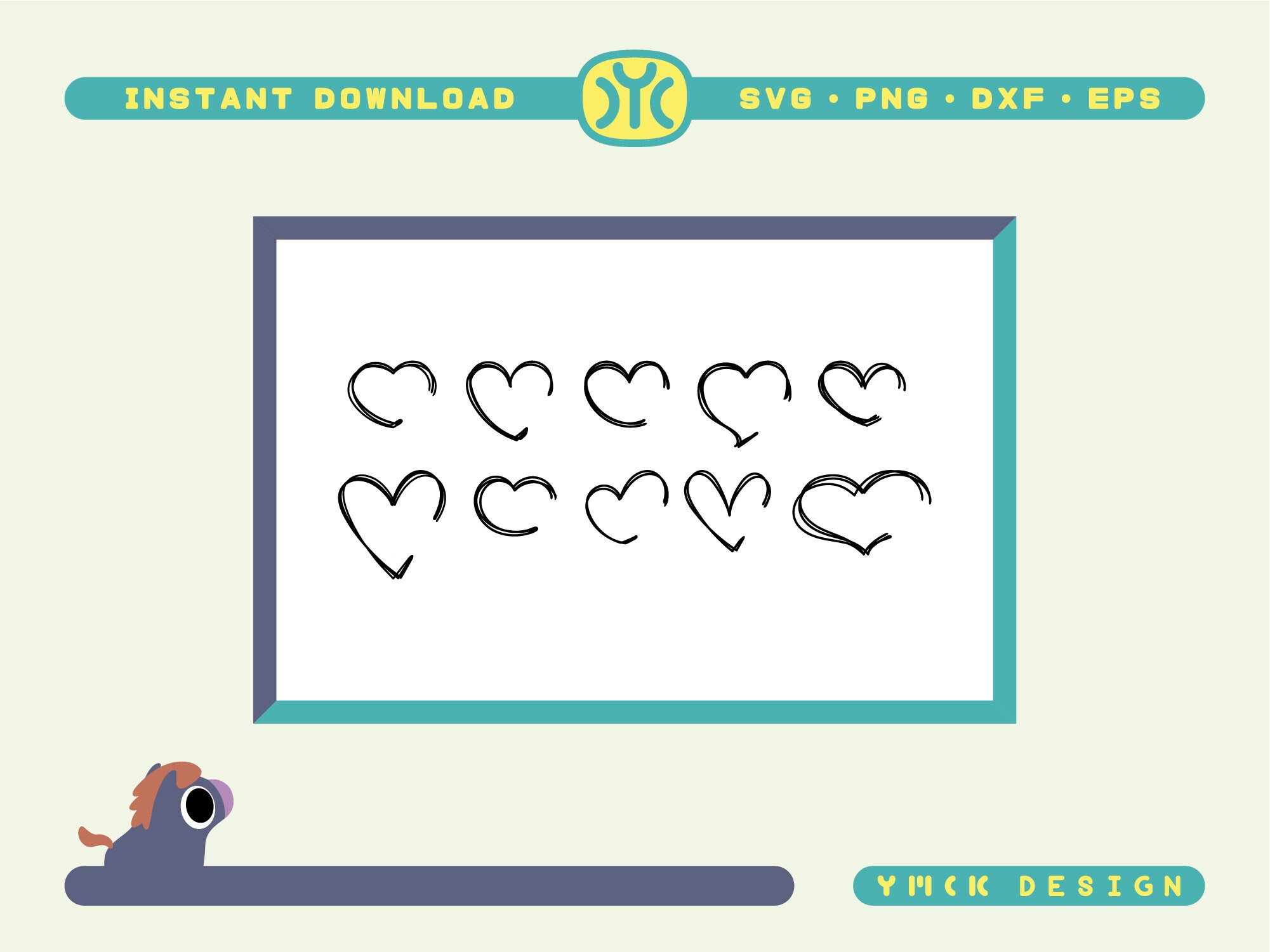Doodle Heart SVG Heart Svg Handdrawn Heart Svg Heart Name Frame Svg ...
