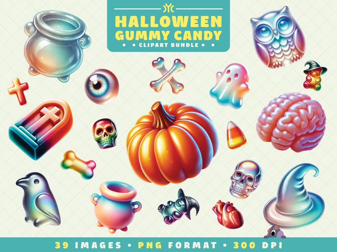 Halloween Gummy Candy Clipart, 39 PNG Files, High-resolution, Sweets ...